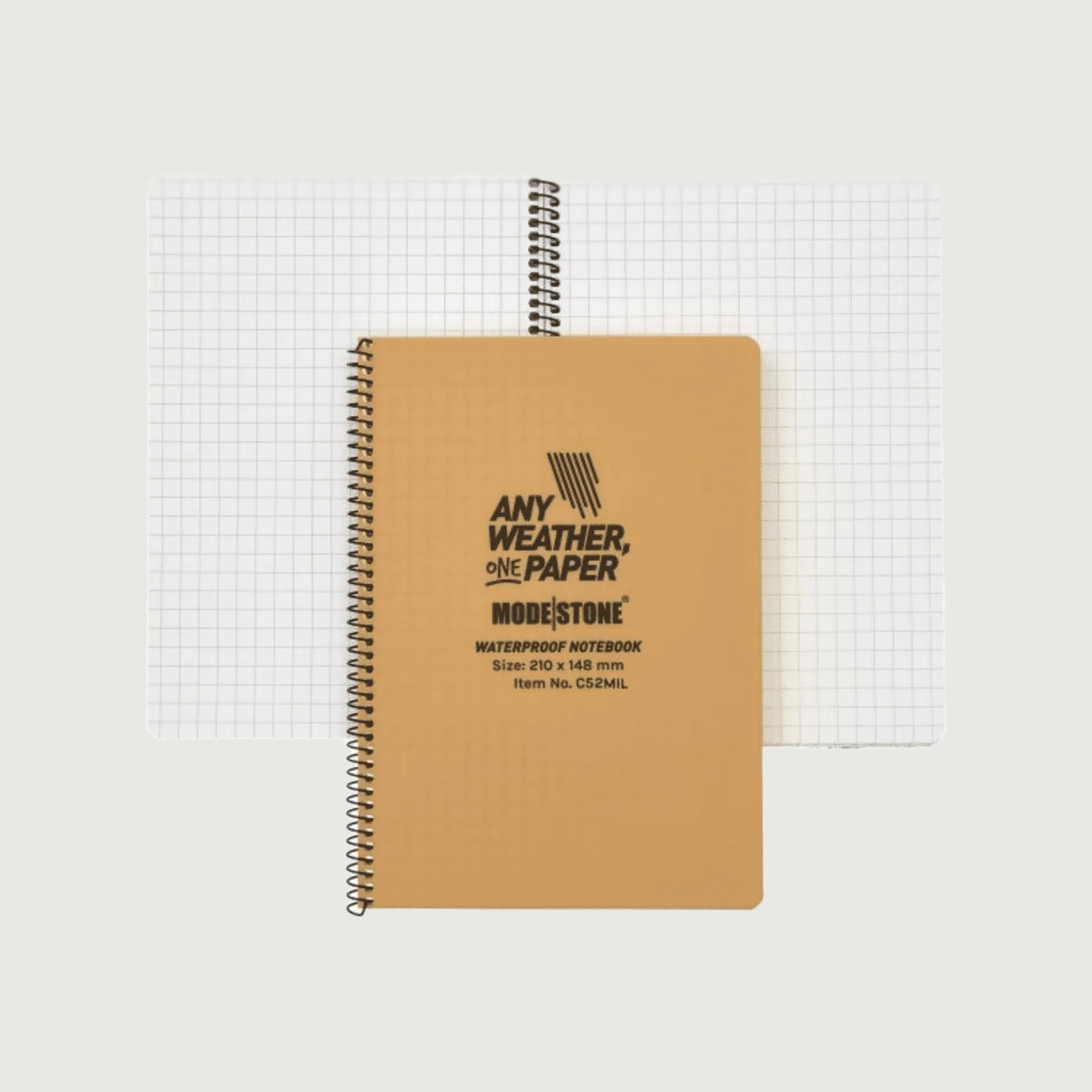 C52MIL Modestone A5 Side Spiral Waterproof Notepad In Tan