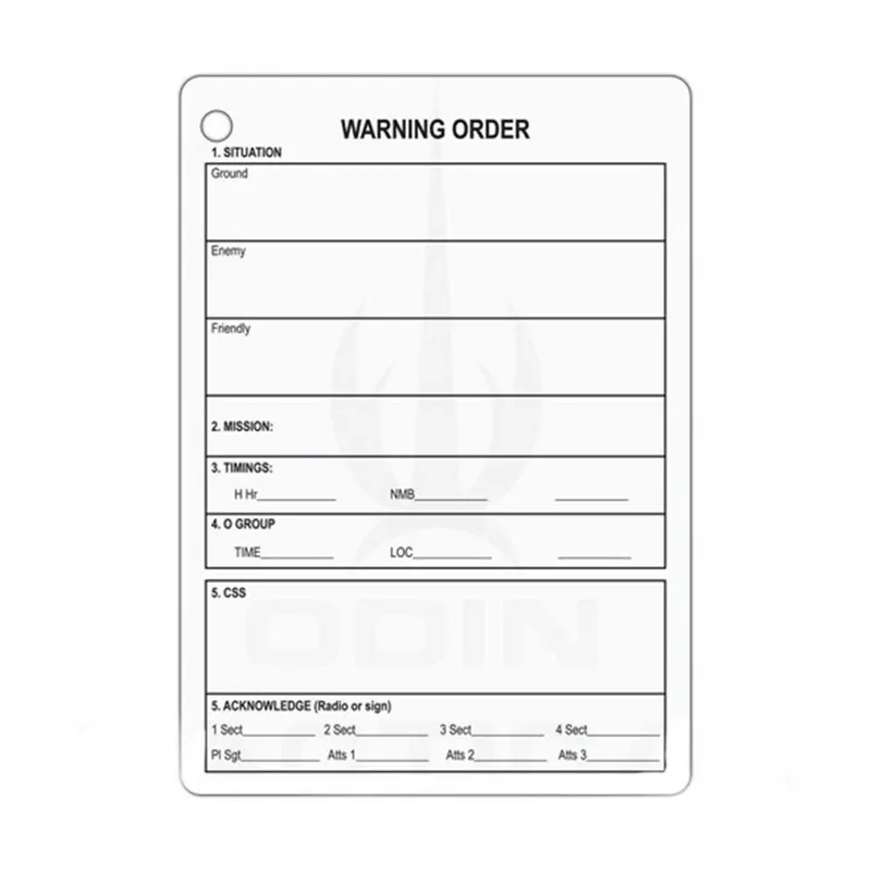 B6 Warning Order Card - Battle Slates