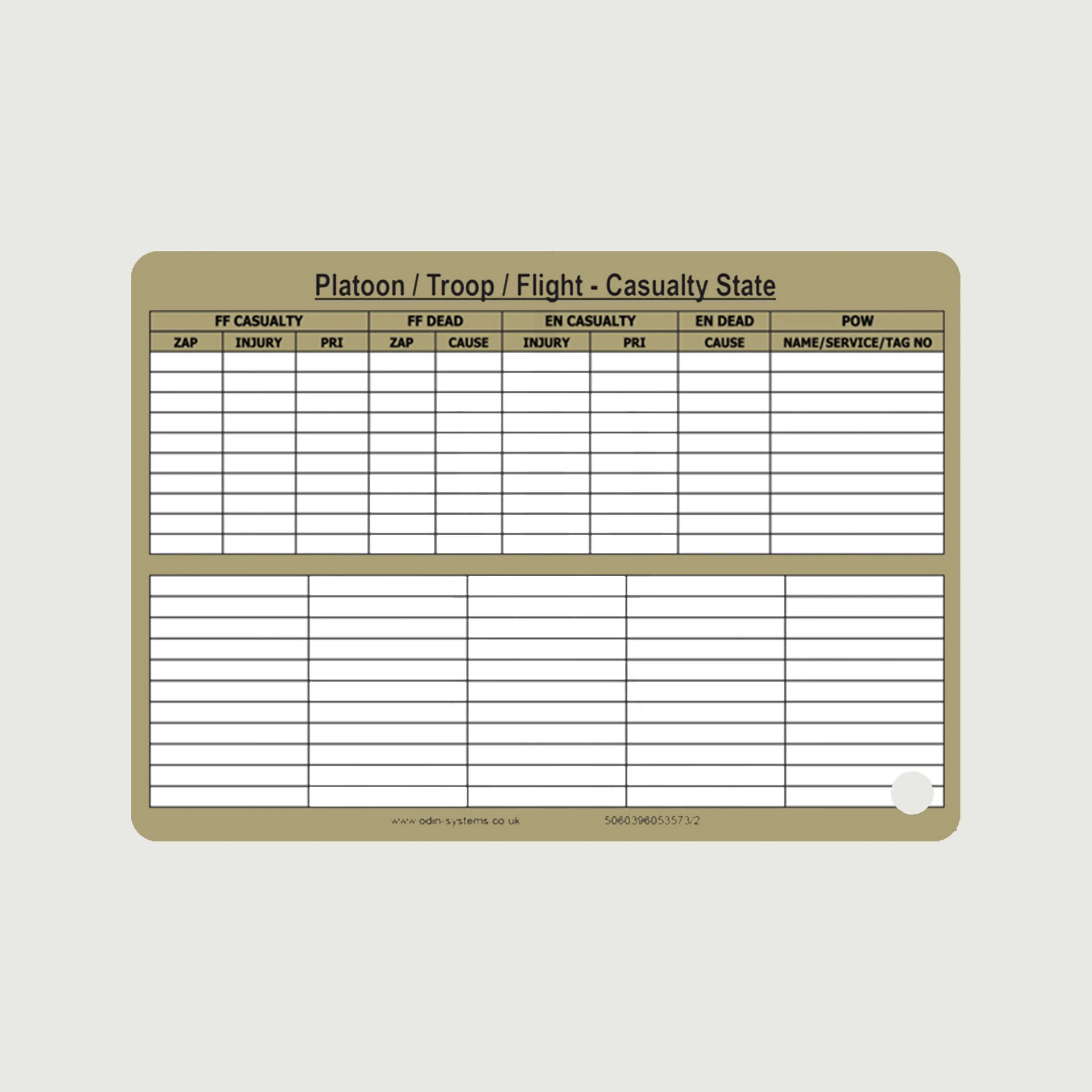 A6 Platoon / Ammo / Casualty Card - Battle Slates